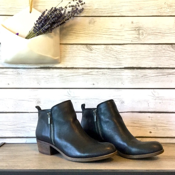 Lucky Brand | Shoes | Lucky Brand Womens Black Leather Ankle Booties ...